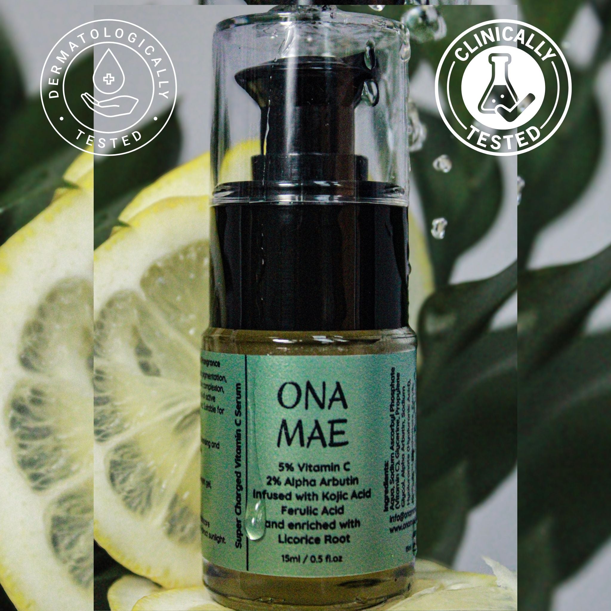 Supercharged Vitamin C Serum | Alpha Arbutin, Kojic Acid | Ona Mae Lab